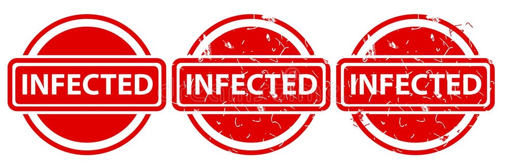 Infected, Set Circle Red Vector Rubber Stamp Effect at White Background ...