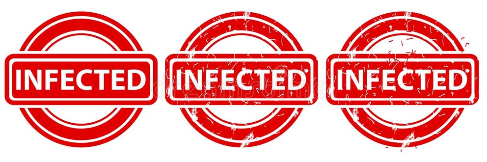 Infected, Set Circle Red Vector Rubber Stamp Effect at White Background ...