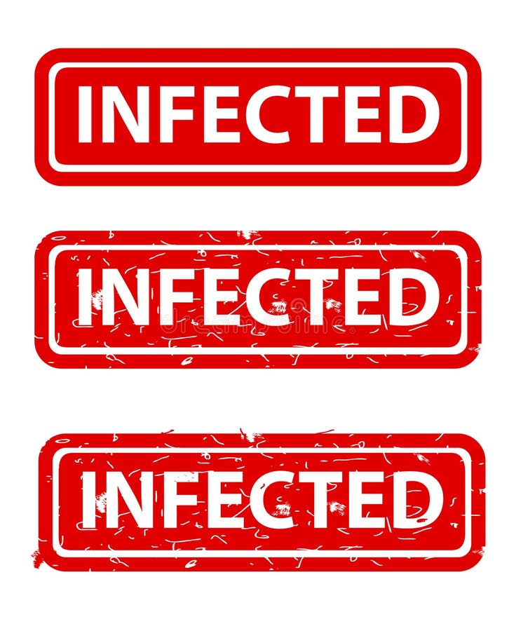 Infected, Set Rectangle Red Vector Rubber Stamp Effect at White ...