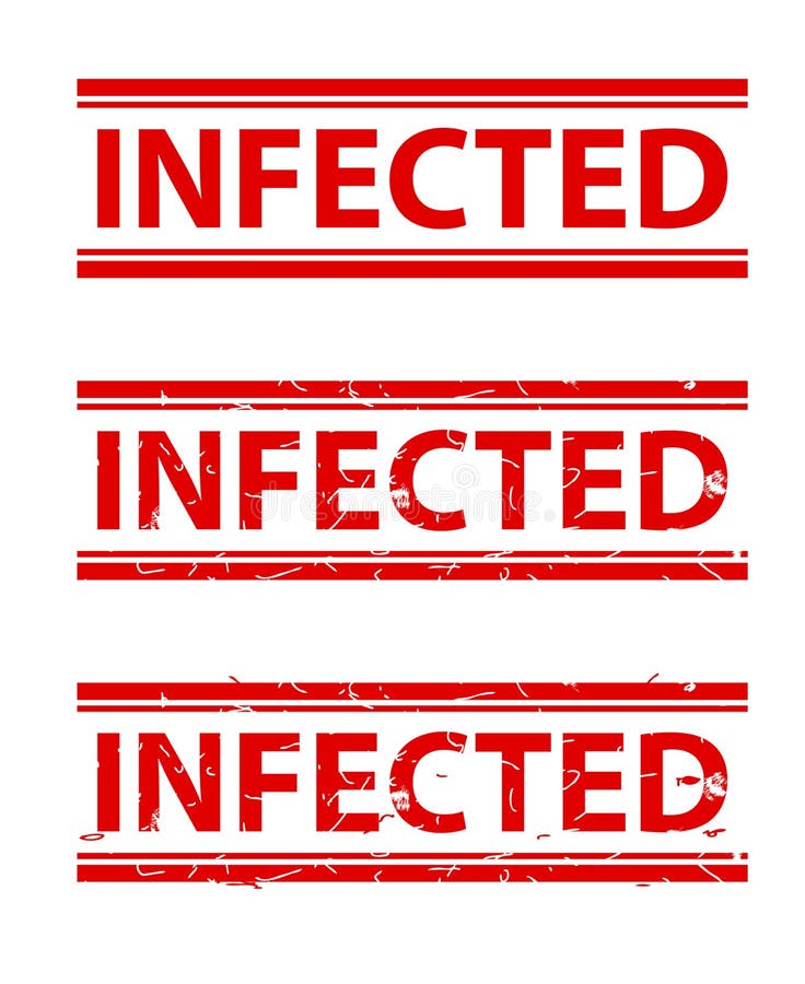 Infected, Set Rectangle Red Vector Rubber Stamp Effect at White ...