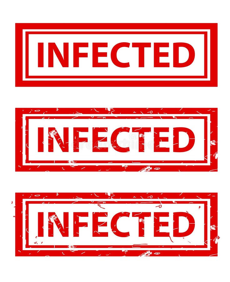 Infected, Set Rectangle Red Vector Rubber Stamp Effect at White ...