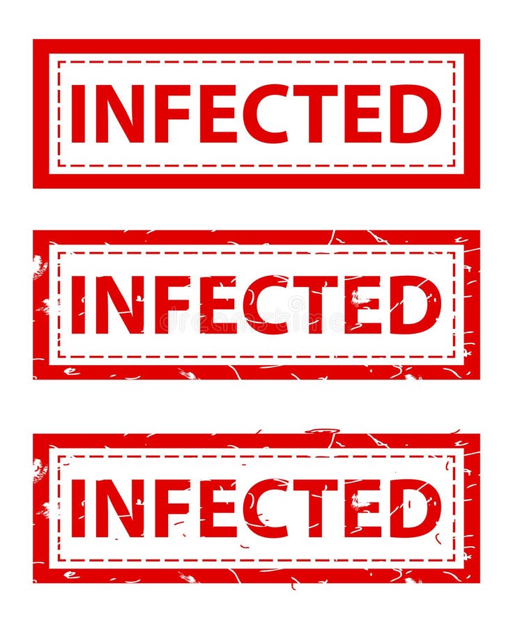 Infected, Set Rectangle Red Vector Rubber Stamp Effect at White ...
