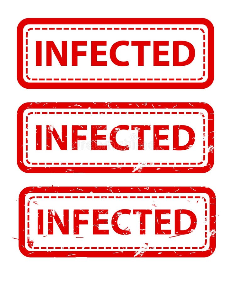 Infected, Set Rectangle Red Vector Rubber Stamp Effect at White ...