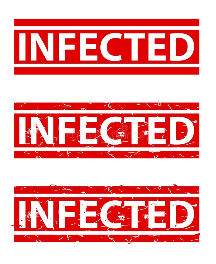 Infected, Set Rectangle Red Vector Rubber Stamp Effect at White ...
