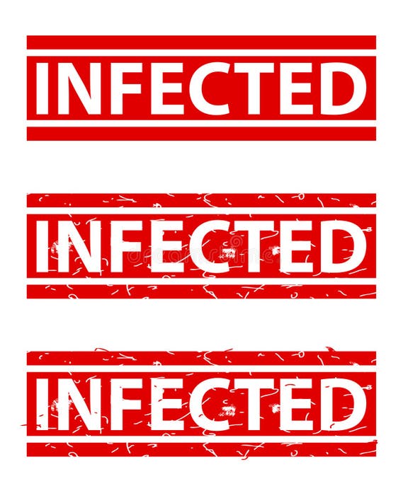 Infected, Set Rectangle Red Vector Rubber Stamp Effect at White ...