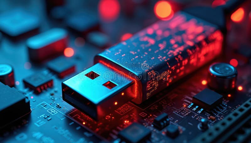 Usb Flash Drive Laptop Infected Malware Stock Illustrations – 3 Usb ...