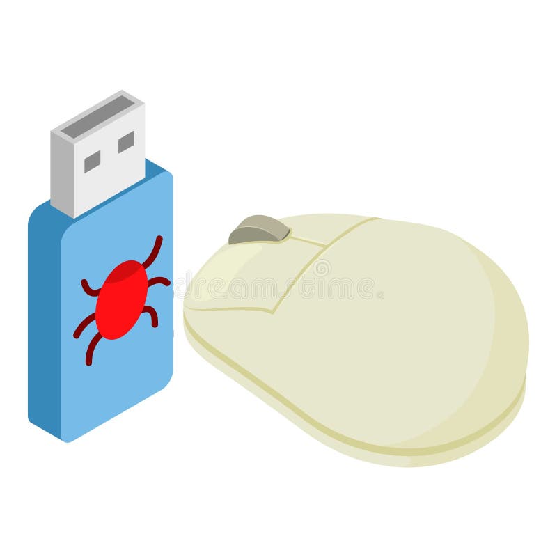 Infected Usb Icon Isometric Vector. Flash Drive with Virus and Wireless ...