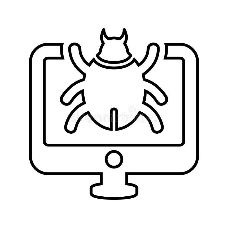 Infected, Virus, Bug Line Icon. Outline Vector Stock Illustration ...