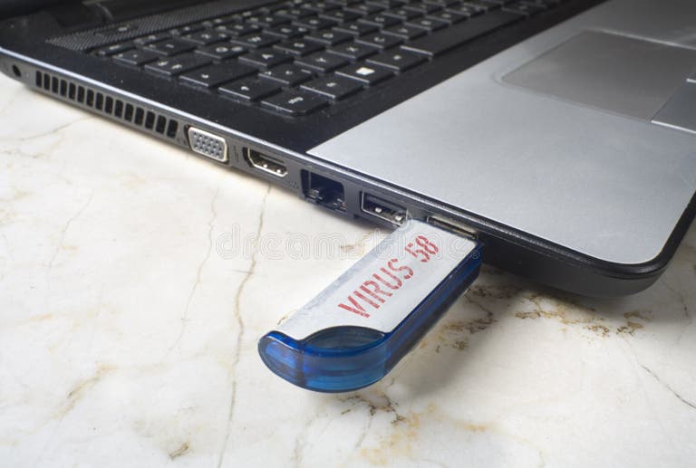 Infecting a Laptop with a Usb Data Stick Stock Image - Image of threat ...