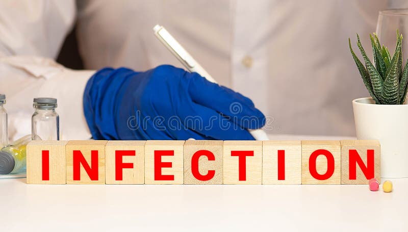 INFECTION Text Made in Building Wood Blocks Stock Photo - Image of ...
