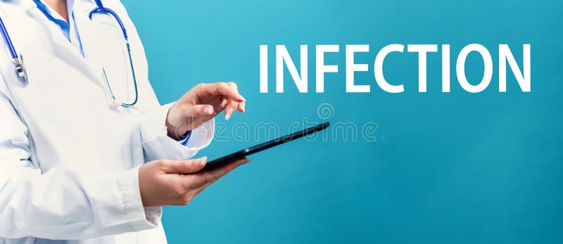 Infection Theme with a Doctor Using a Tablet Stock Photo - Image of ...
