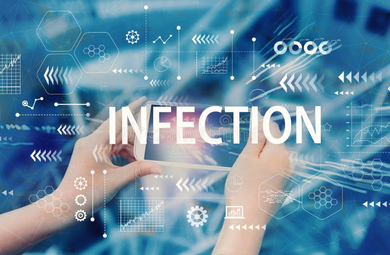 Infection Theme with Person Using Smartphone Stock Image - Image of ...