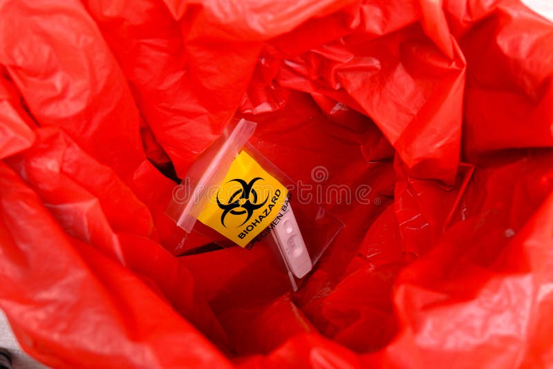 Infectious Biohazard Specimen Bag of Covid-19 Test in the Red ...