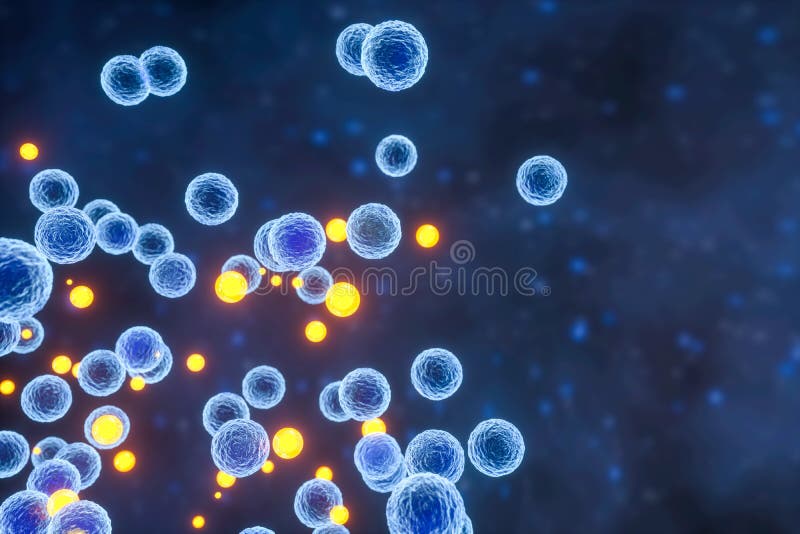 Infectious Virus With Surface Details On Blue Background, 3d Rendering ...