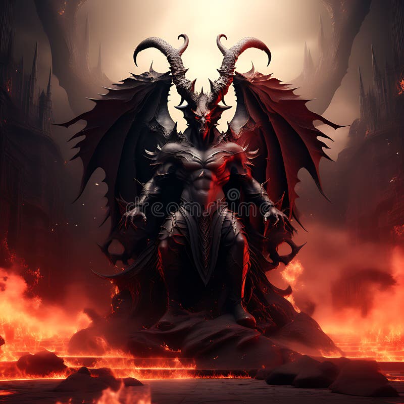 Infernal Abyss: 3D Render of Lucifer in Hell Stock Illustration ...