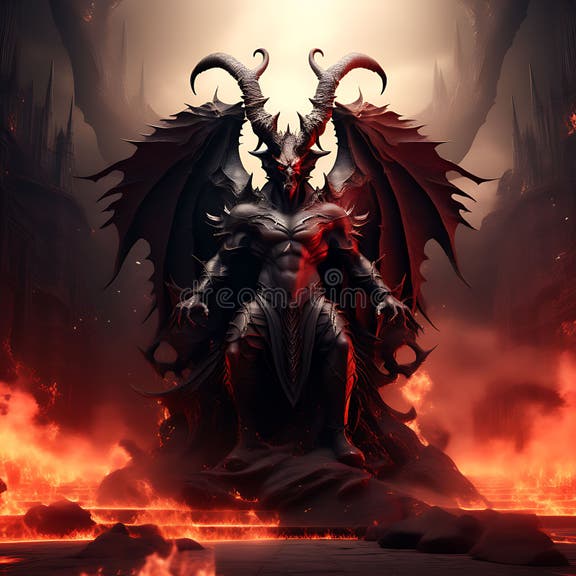 Infernal Abyss: 3D Render of Lucifer in Hell Stock Illustration ...