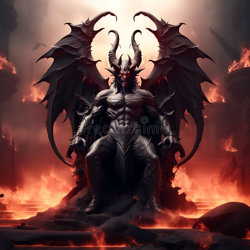 Infernal Abyss: 3D Render of Lucifer in Hell Stock Illustration ...