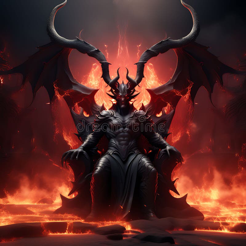 Infernal Abyss: 3D Render of Lucifer in Hell Stock Illustration ...