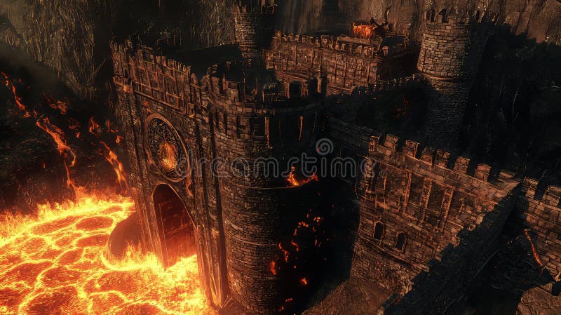 Infernal Landscape Dark Fantasy Gothic Architecture Hellfire Castle ...