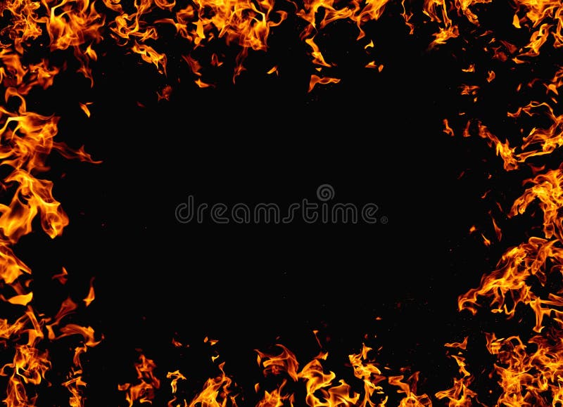 Hot Banner Fire Flame Texture Bbq Heat Orange Dark Stock Image - Image ...