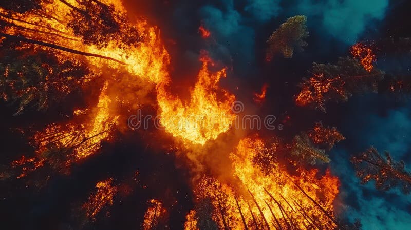 Inferno in the Canopy: a Forest Ablaze with Fire and Destruction Under ...