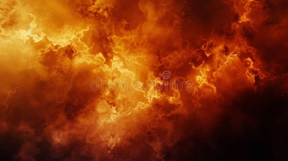 Inferno Cloudscape: Dramatic Orange & Yellow Fire Clouds Abstract ...