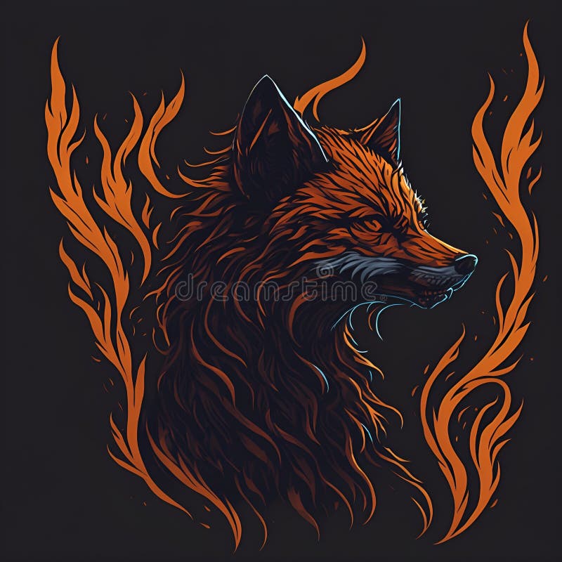 Inferno Fox: a Blazing Icon Stock Illustration - Illustration of nose ...