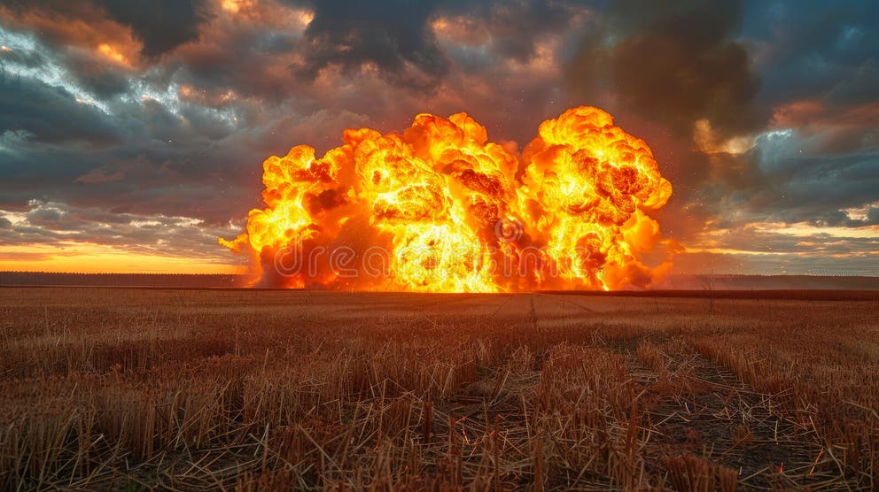 Inferno Unleashed: Field Eruption. Generative Ai. Stock Illustration ...