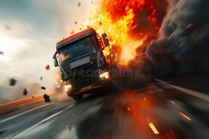 Inferno on Wheels: Toxic Material Disaster. Stock Illustration ...