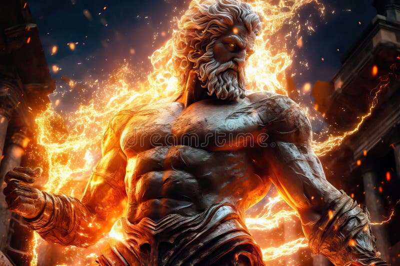 Inferno of Zeus: Firestorm of the Greek Deity - Generative AI Stock ...
