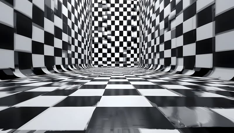 Infinite Checkerboard 3D Optical Illusion Stock Illustration ...