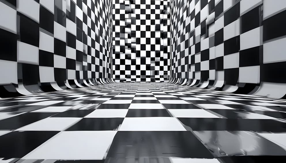 Infinite Checkerboard 3D Optical Illusion Stock Illustration ...