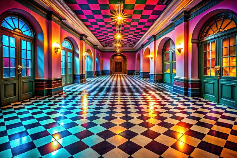 Infinite Checkered Floor a Surreal Abstract Interior Design for Modern ...
