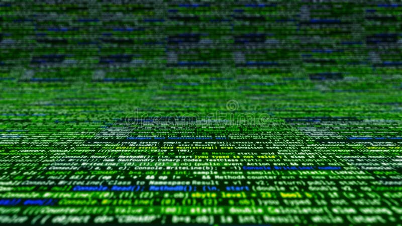 Infinite Code in Matrix. Animation. Endless Text of Multicolored Program Codes on Black ...