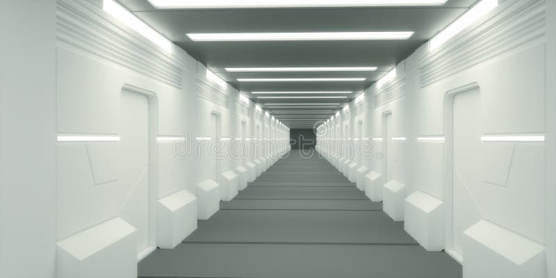 Infinite Corridor Inside a Futuristic Spaceship. 3D Design Stock ...