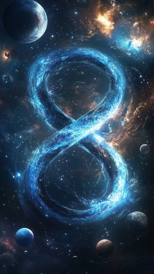Infinite Cosmic Loops with Glowing Blue Light Stock Image - Image of ...