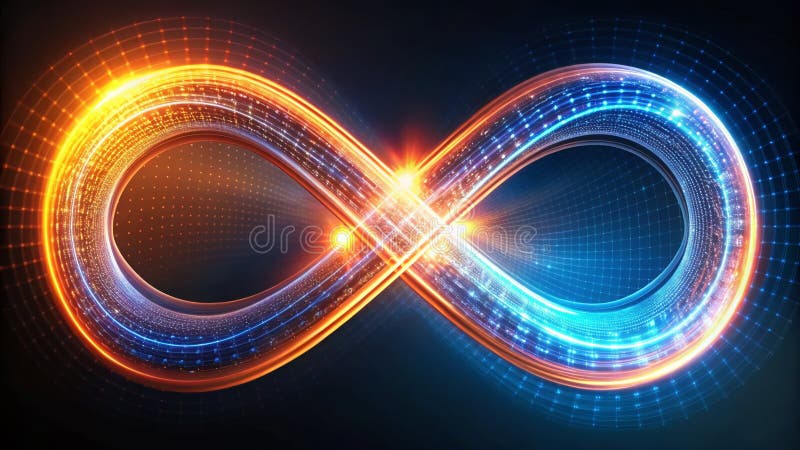 Infinite Data Flow Visualizing Binary Code Circulation With A Glowing Infinity Symbol A