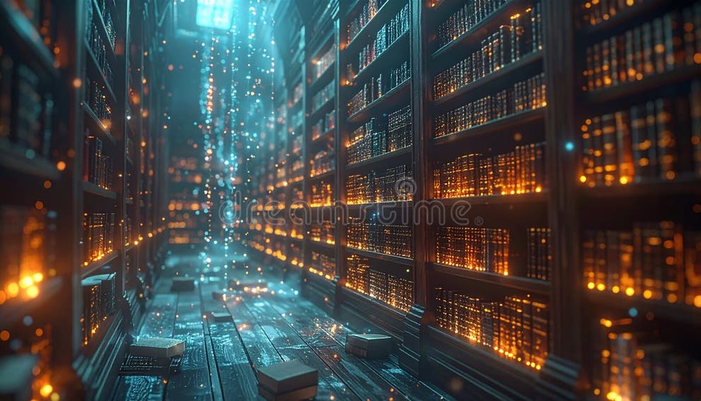 Infinite Digital Library and Data Archive Stock Illustration ...