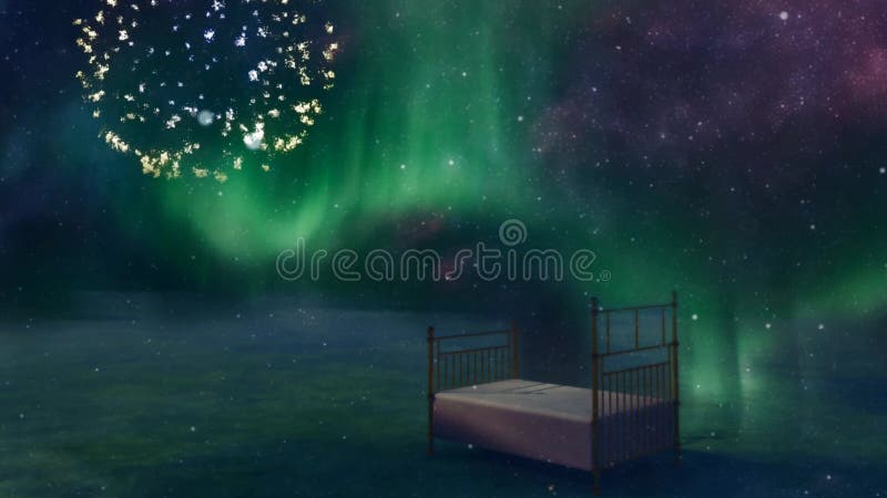 Infinite Dream. Bed in Fantasy Landscape Stock Video - Video of ...