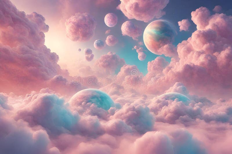Infinite Dream World Pastel Clouds High Definition Render Multiverse ...