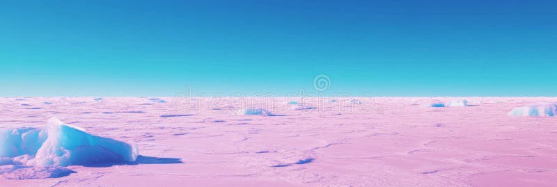 Infinite Frozen Desert with Ice Dunes Under Harsh Lighting and Deep ...