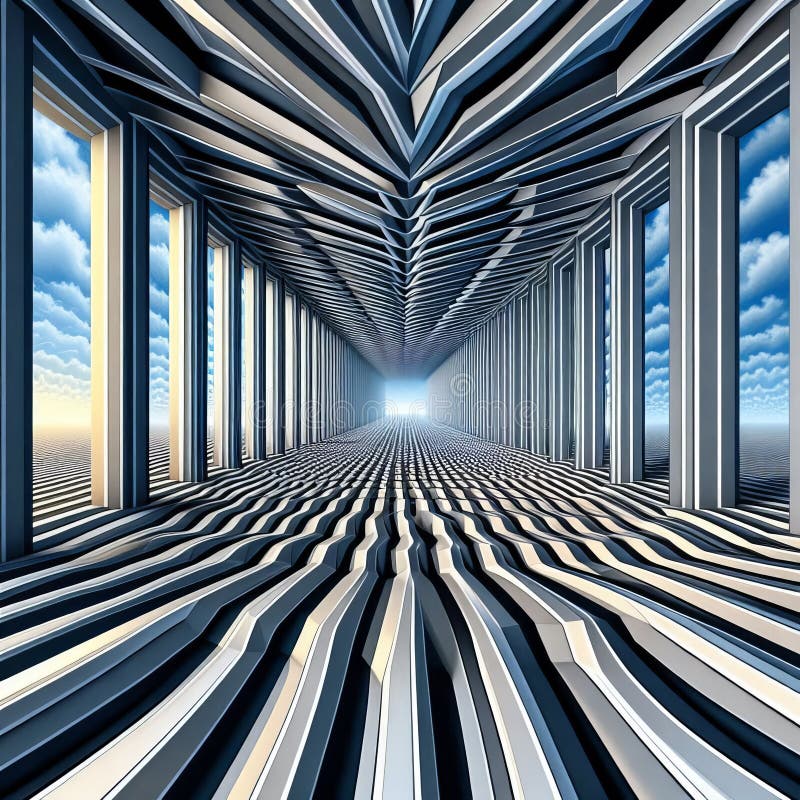 Infinite Geometric Tunnel with Striped Patterns and Vanishing Point ...