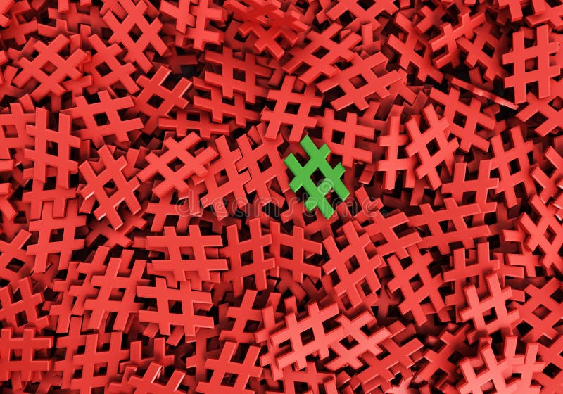 Infinite Green Hashtag on a Plane Original 3d Rendering Illustration ...