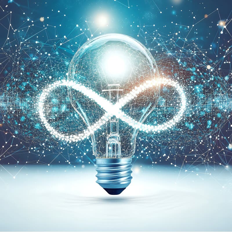 Infinite Ideas Concept Lightbulb Network Innovation Technology Stock ...