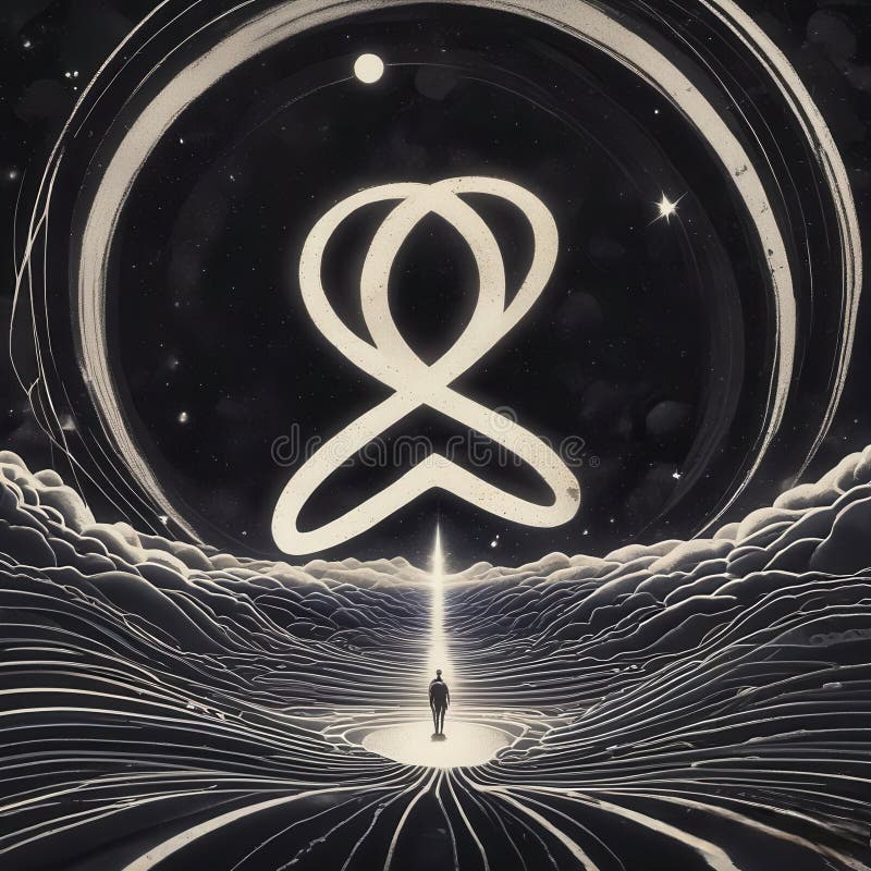 Infinite Knot Painted in White with Streaks, Cosmic Space Stock Image ...