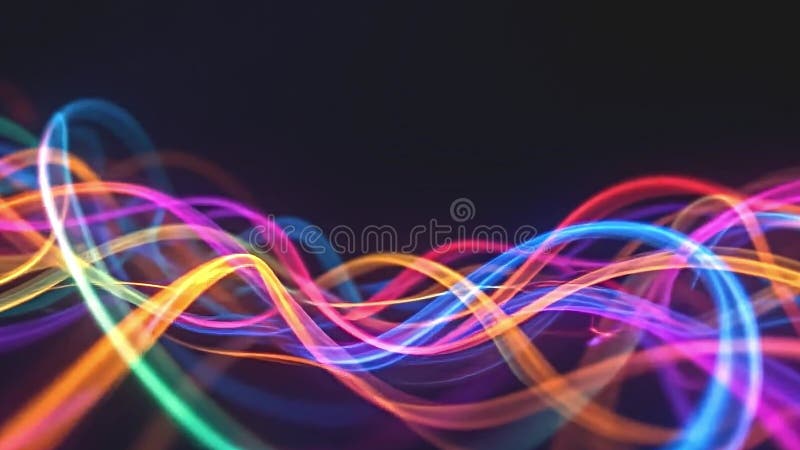 Infinite Loop of Neon Ribbons, Shimmering Against a Dark Background ...
