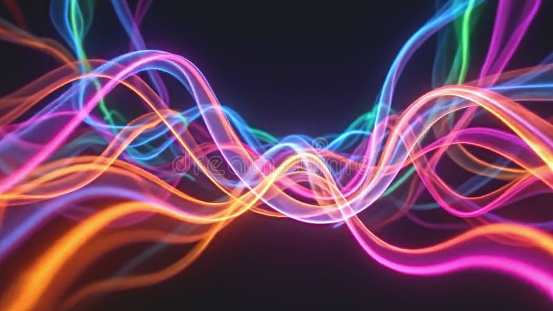 Infinite Loop of Neon Ribbons, Shimmering Against a Dark Background ...