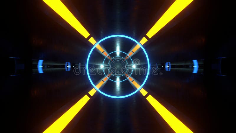 Infinite Loopable Round Tunnel with Blue and Yellow Lights Stock Video ...