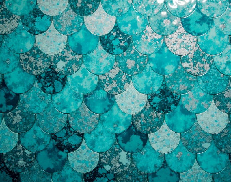 Infinite Mermaid Scale Marble with Teal-and-silver Fish-scale Pattern ...