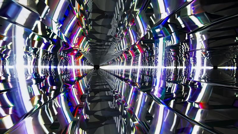 Infinite Mirror Corridor Expanding with Iridescent Reflections Stock ...